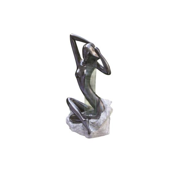 Hamac Lady on Blue Granite Rock Contemporary Water Feature On Solar Wi ...