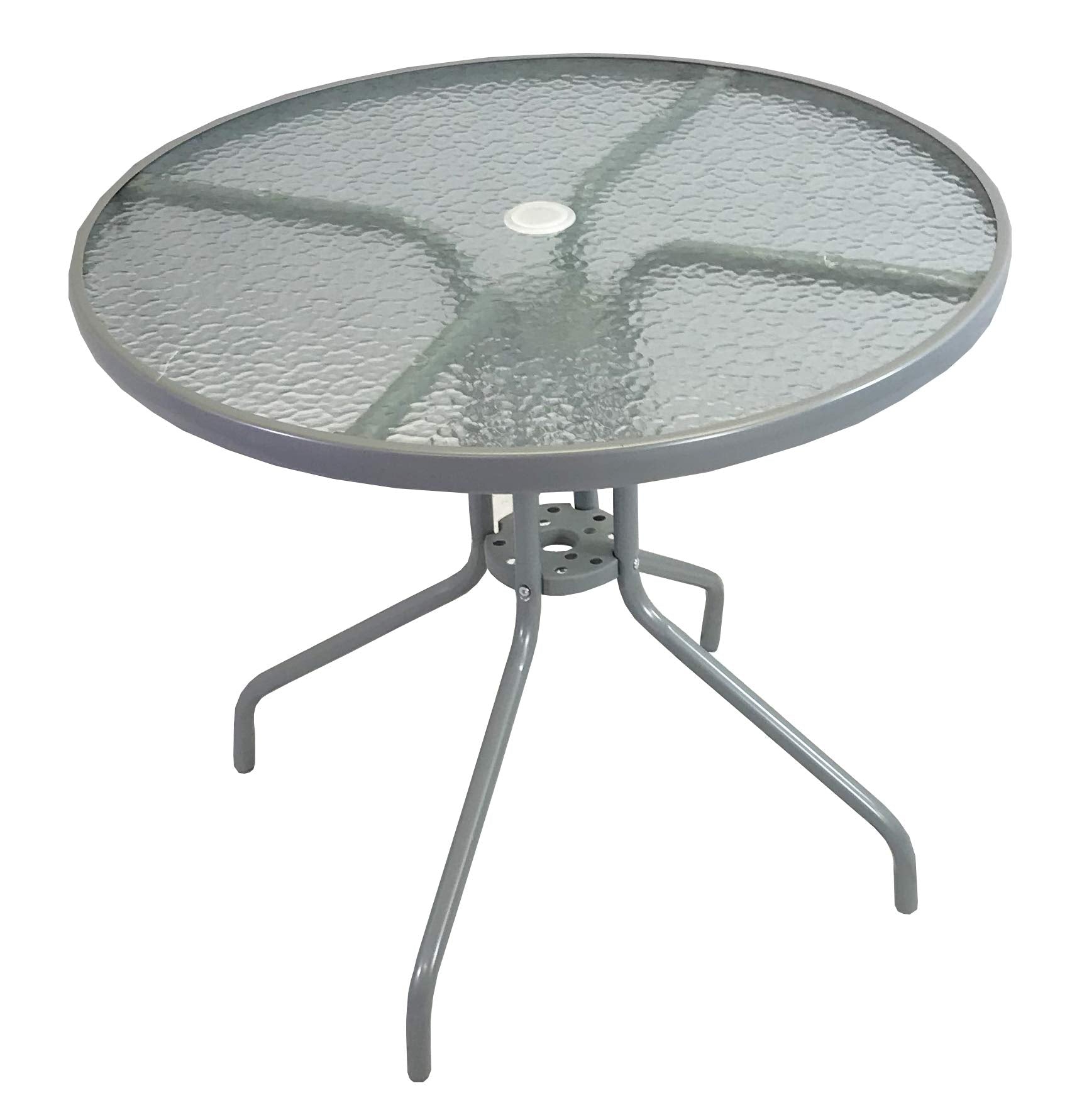 Selections Glass Top Round Garden Table for 6 Piece Patio Furniture ...