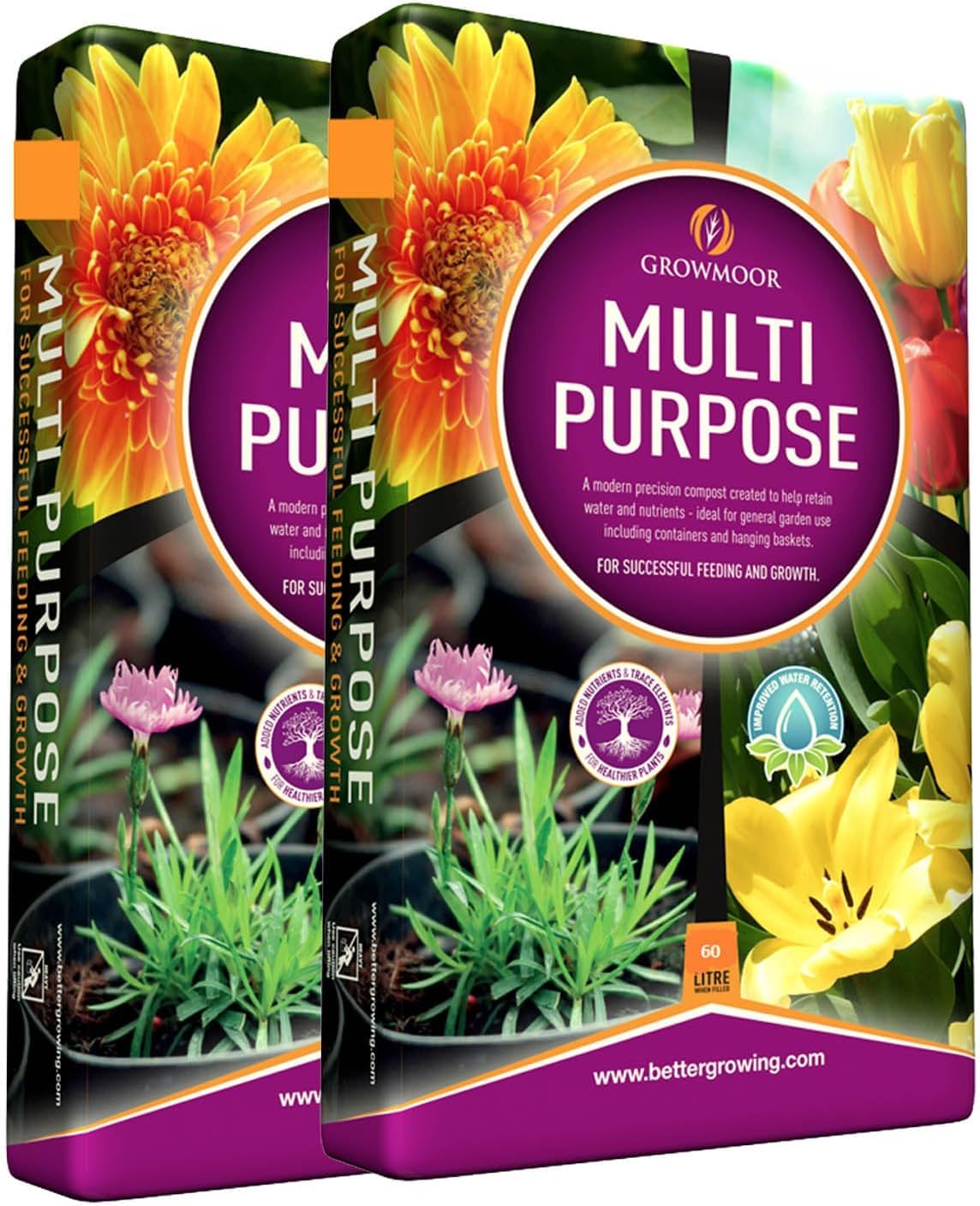 GROWMOOR Multi-Purpose Compost 60 Liter pack of 2 – thegardentools
