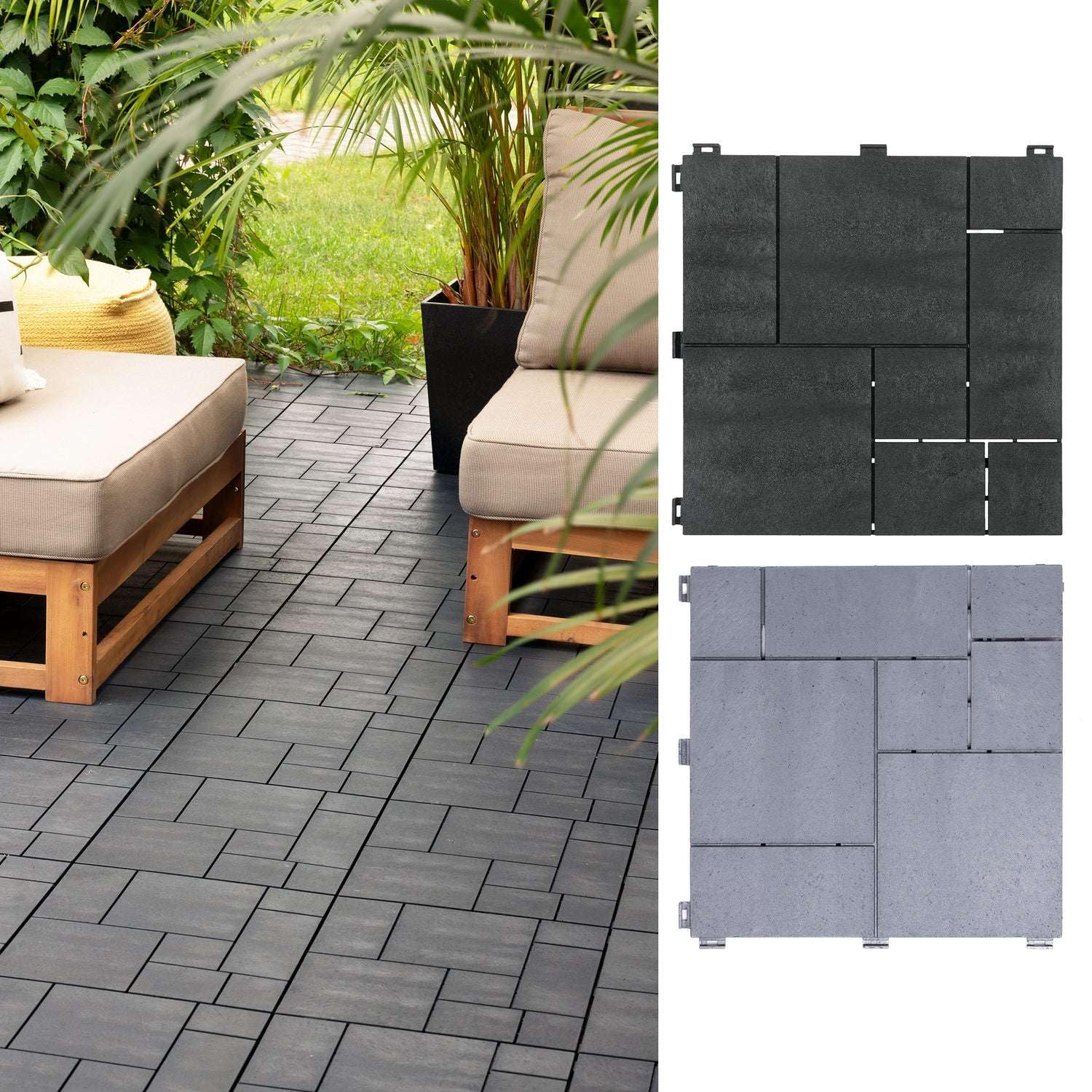 Nicoman 10 PCs Decking Tile 30x30cm Cosmopolitan Patio, Terrace, Grey ...