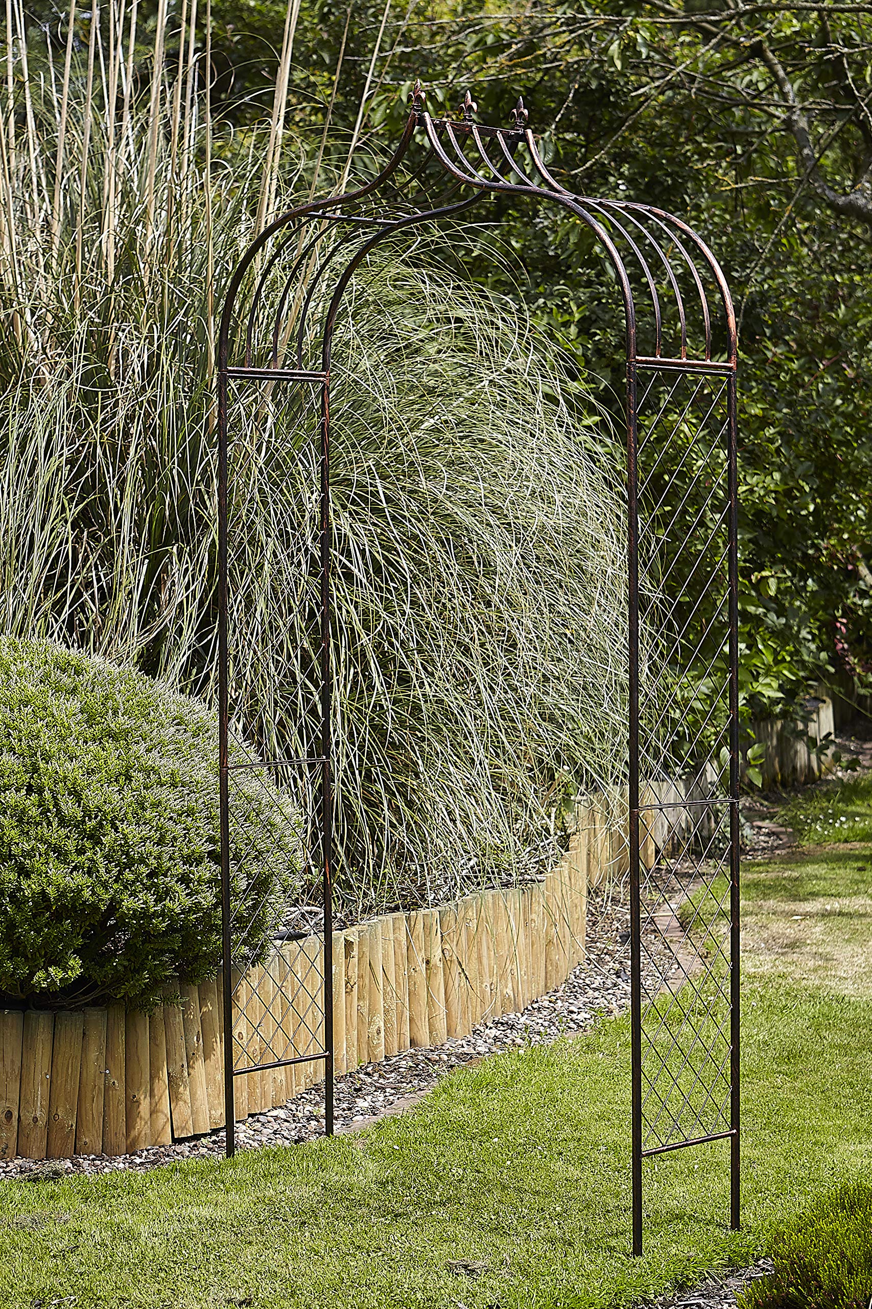 RUDDINGS WOOD Fleur de Lys Metal Garden Arch Strong Archway Climbing P ...
